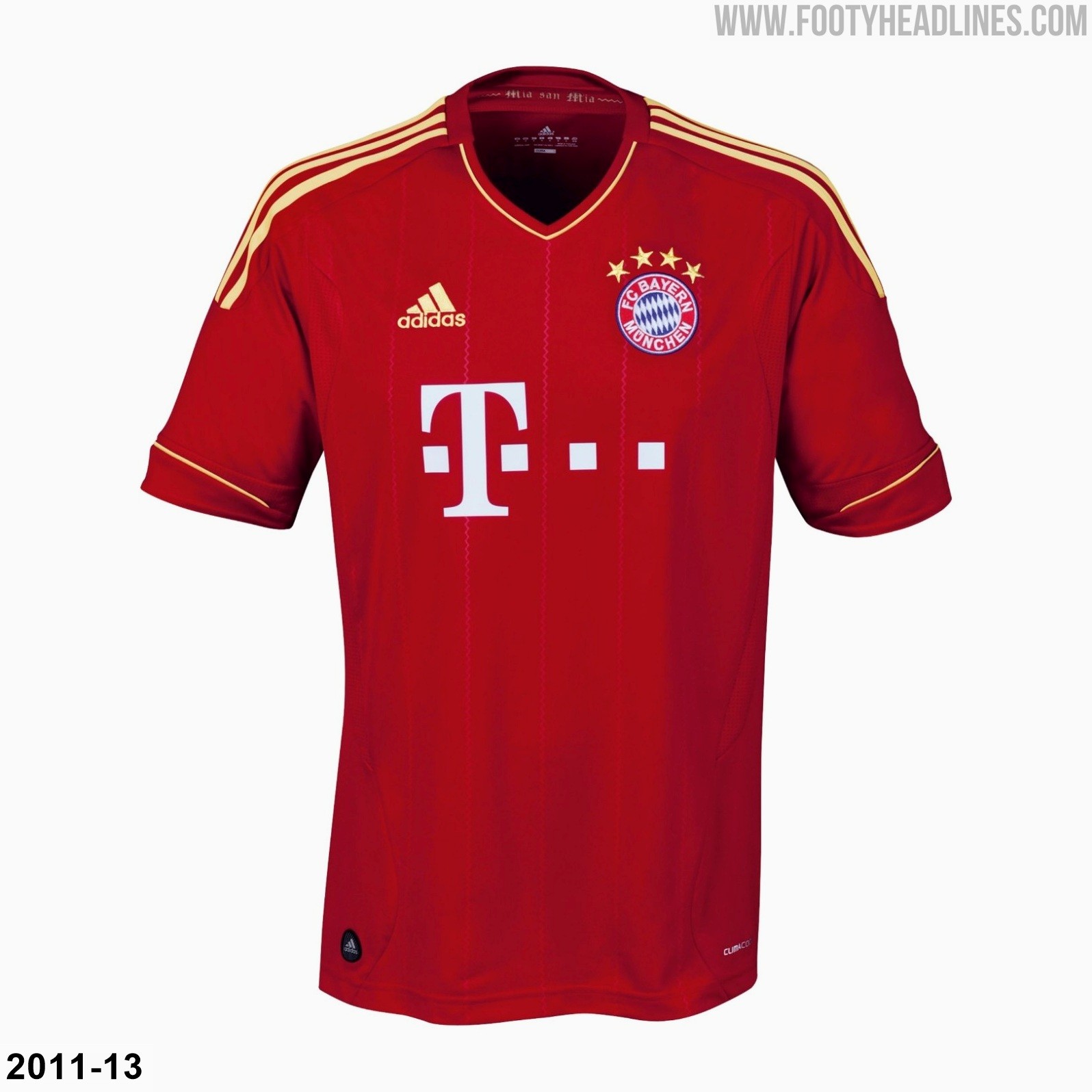 拜仁26/27赛季主场球衣谍照：红色基调搭配领口袖口金色线条|拜仁慕尼黑|懂球帝